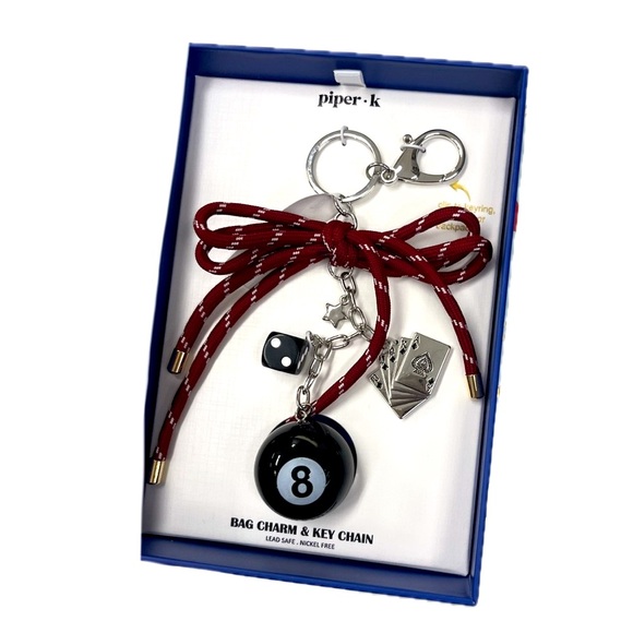 Piper K | Accessories | Nwt Piper K Bag Charm Key Chain 8 Ball Casino ...